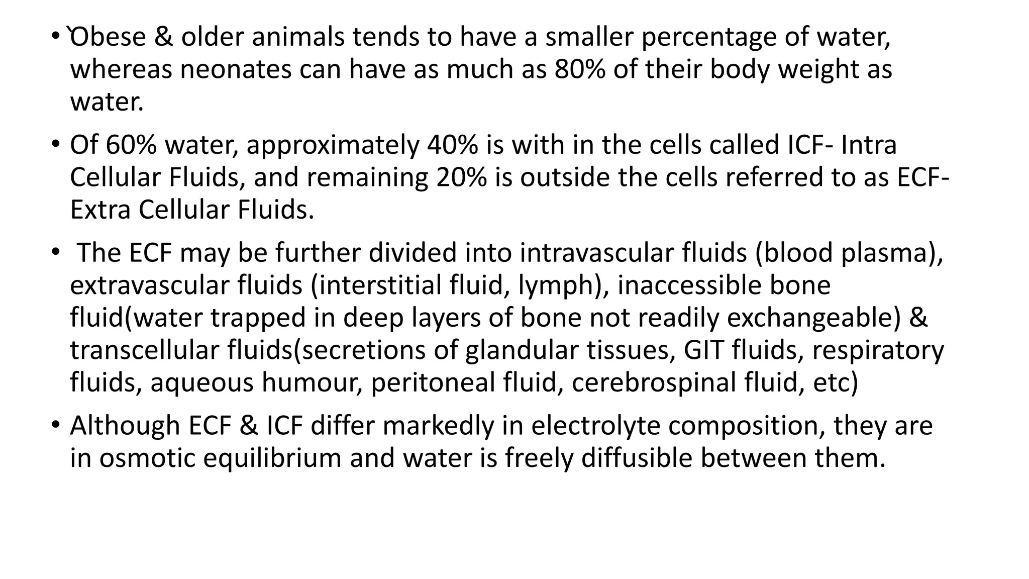 Introduction to fluid & electrolyte balance in animals | PPTX