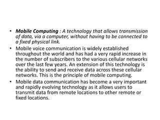 Introduction To Mobile Computing | PPTX
