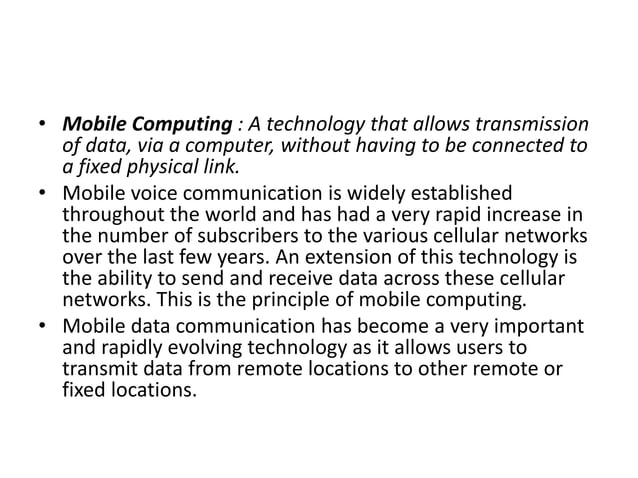 Introduction To Mobile Computing | PPTX