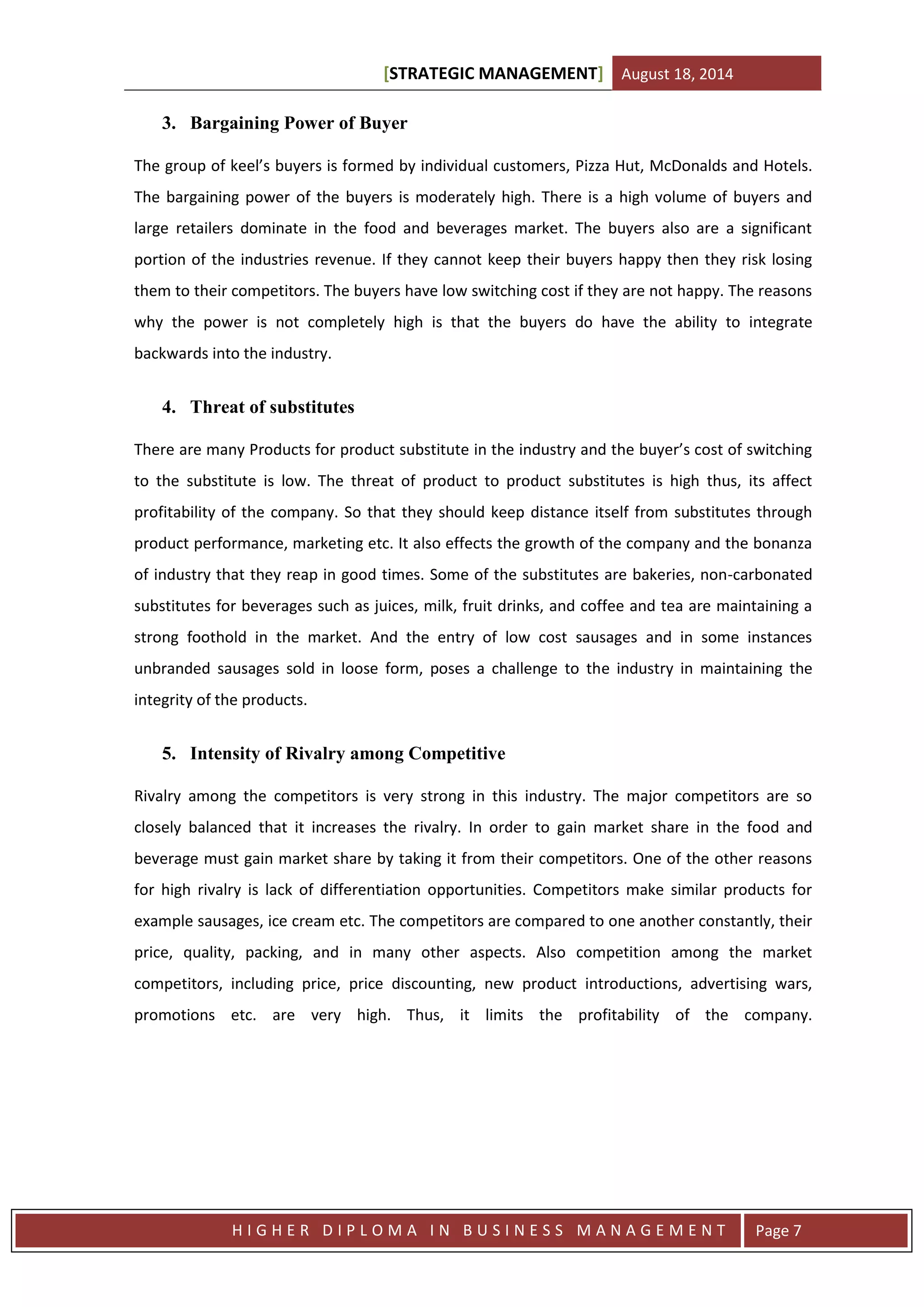 strategic practices of the of Keells Food Product PLC | DOCX