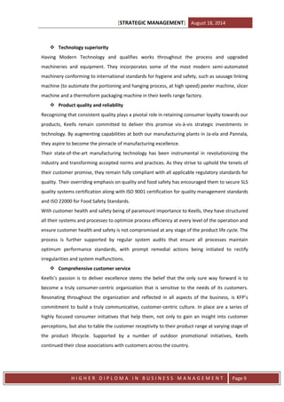 strategic practices of the of Keells Food Product PLC | DOCX