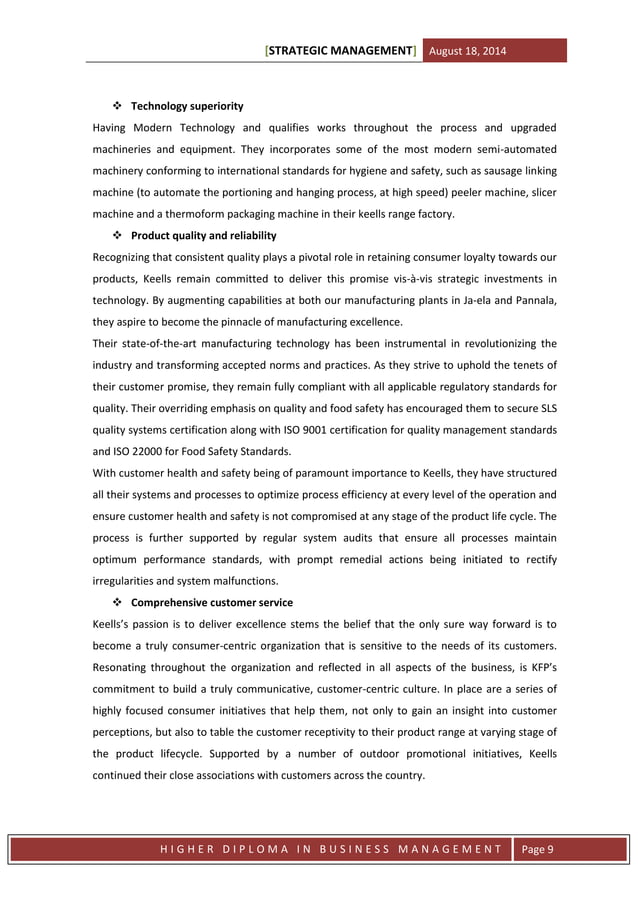 strategic practices of the of Keells Food Product PLC | DOCX | Food ...