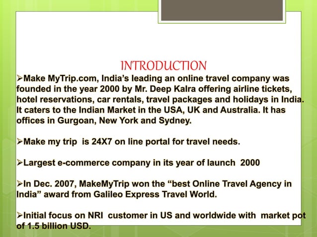 Make my trip | PPTX | Business | Business and Finance