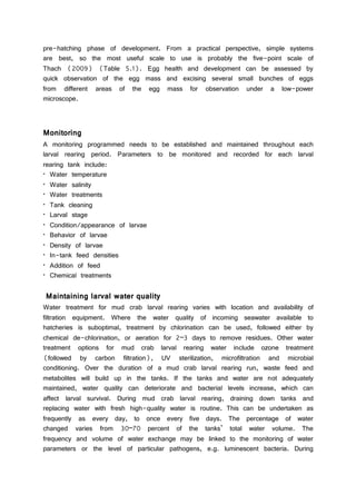 Hatchery Management of Oyster, Mud crab and Mussel | DOCX