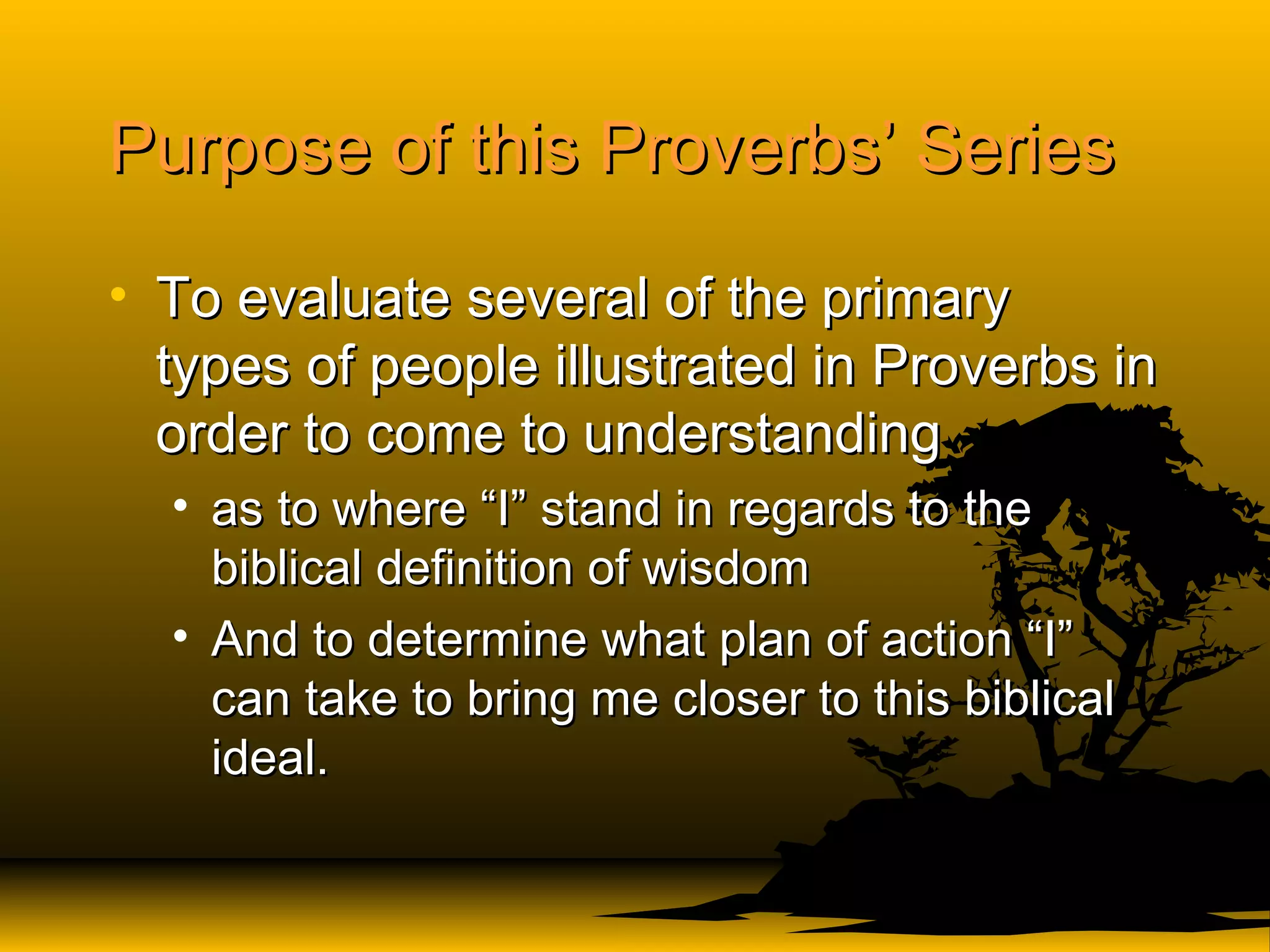 The People of Proverbs: Introduction | PPT