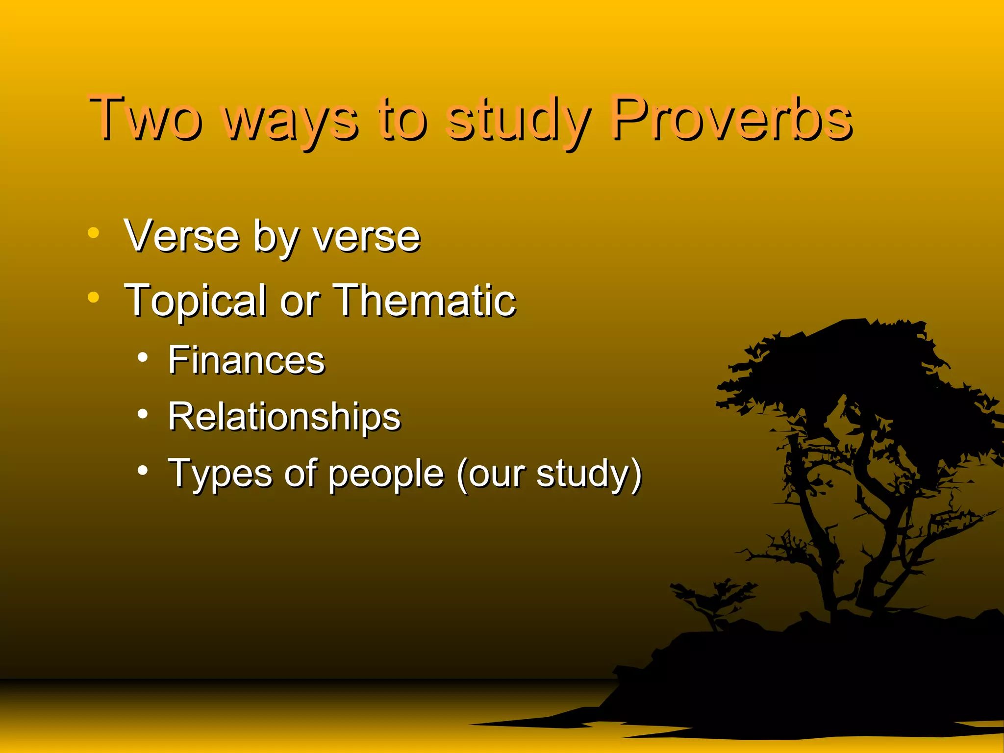 The People of Proverbs: Introduction | PPT