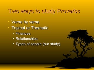 The People of Proverbs: Introduction | PPT