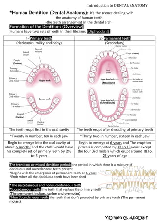Introduction to Dental Anatomy | PDF