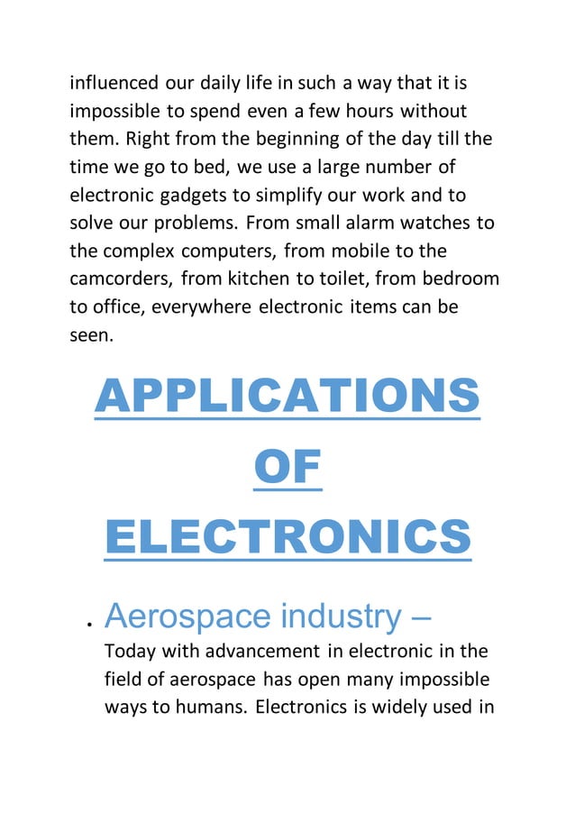 Application of electronics | DOCX | Home Appliances | Home & Garden