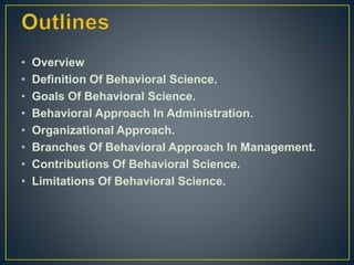 Introduction To Behavioral Sciences In Administration | PPTX