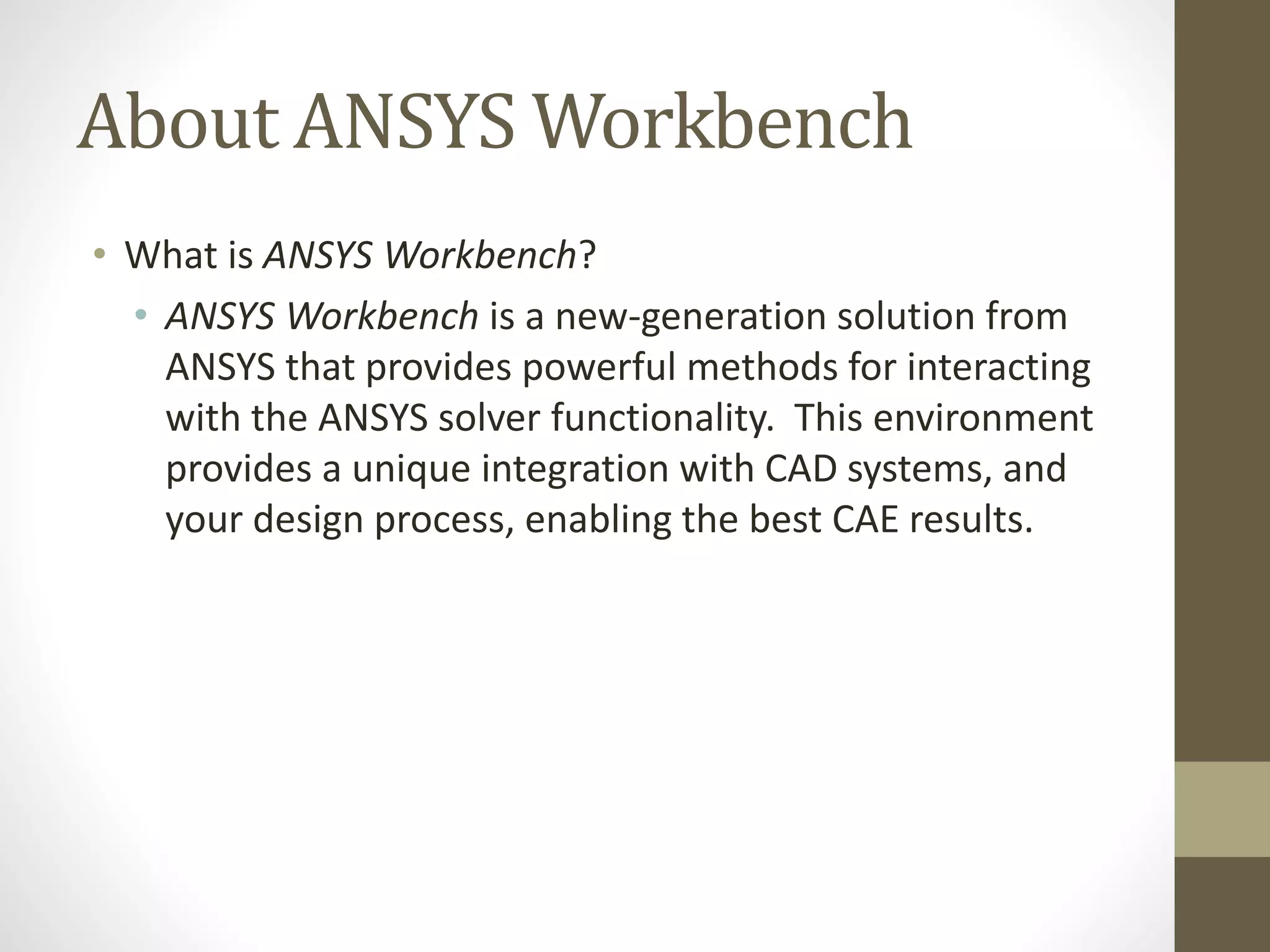 Introduction To Ansys Workbench Pptx Physics Science