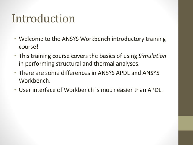 Introduction To Ansys Workbench Pptx Physics Science
