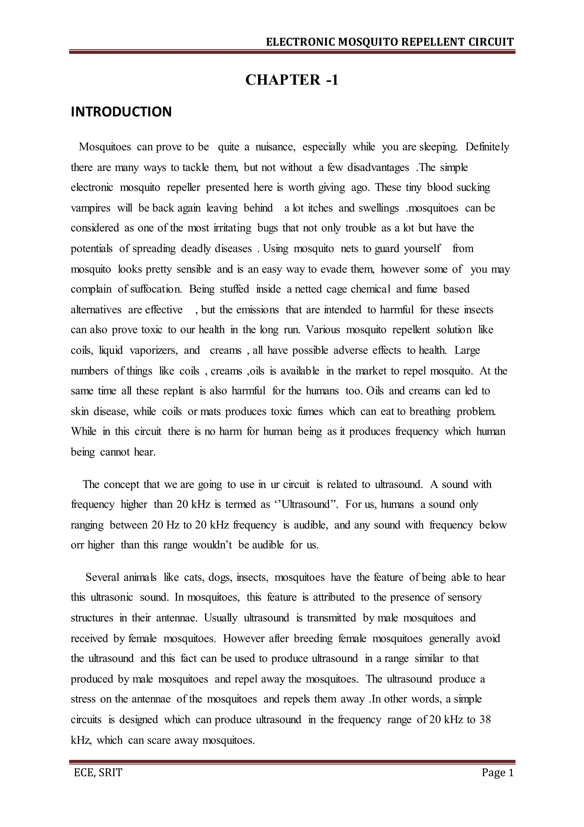 Electronic Mosquito Repellent Circuit. | DOCX