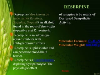 Production of Plant Secondary Metabolite (RESERPINE) | PPTX