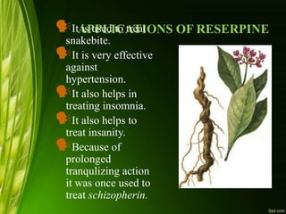 Production of Plant Secondary Metabolite (RESERPINE) | PPTX