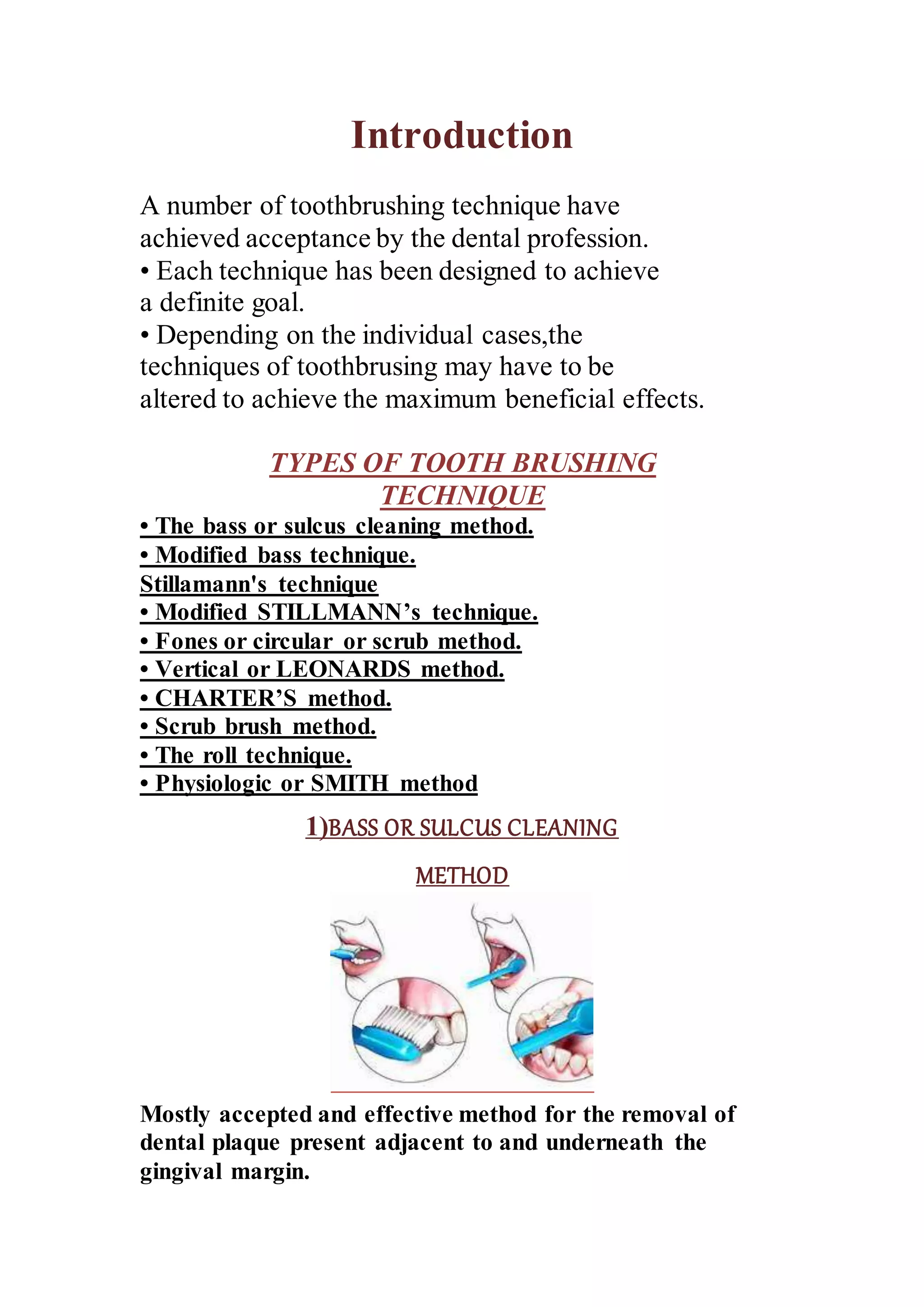 Tooth brushing techniques | DOCX