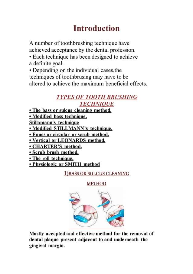 Tooth brushing techniques | DOCX