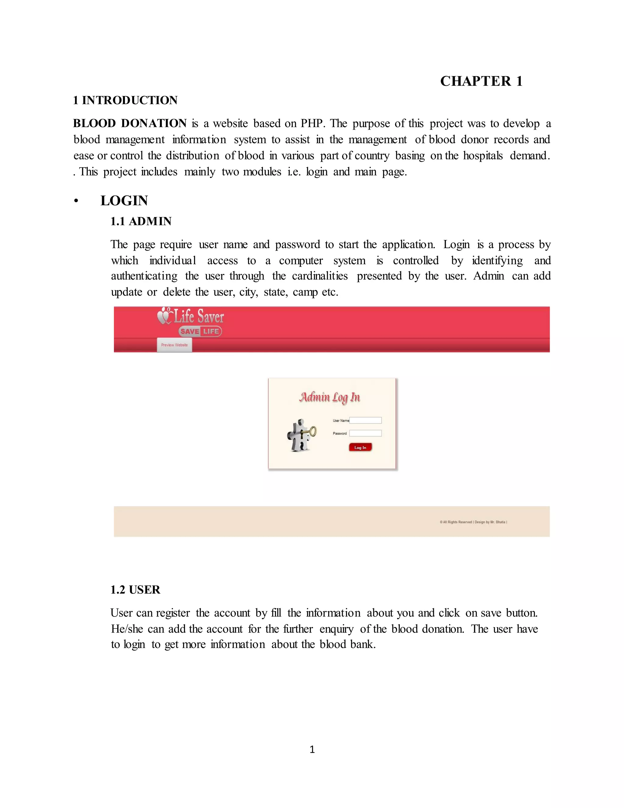 Full report on blood bank management system | PDF