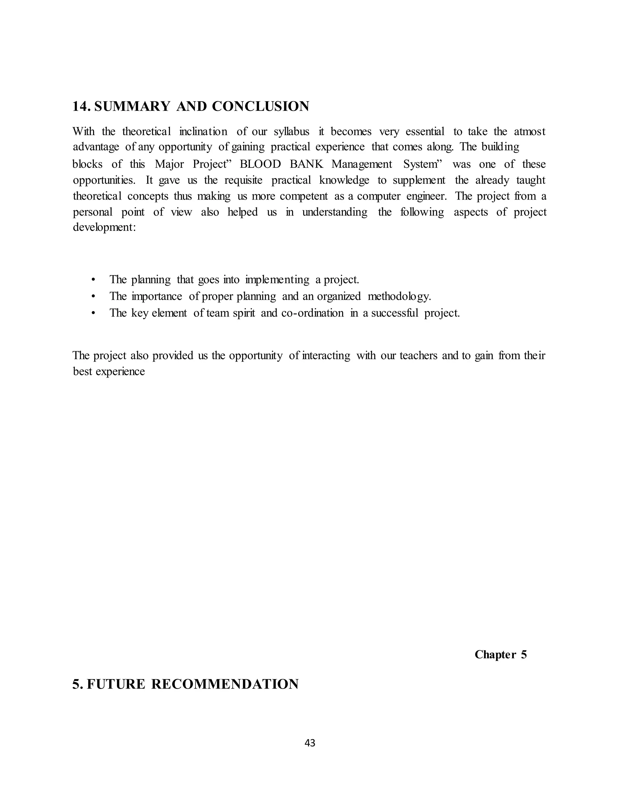 Full report on blood bank management system | PDF