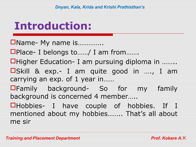 Introduction ppt by Training and placement | PPT