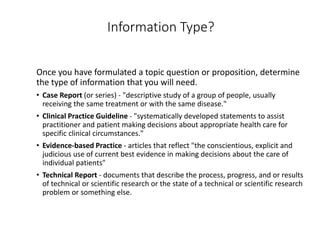 Introduction to Information Literacy for the Health Sciences Student | PPTX