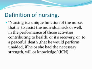 Introduction TO NURSING | PPTX