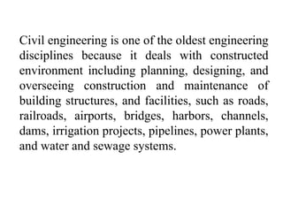 Introduction of civil engineering and specialization | PPTX