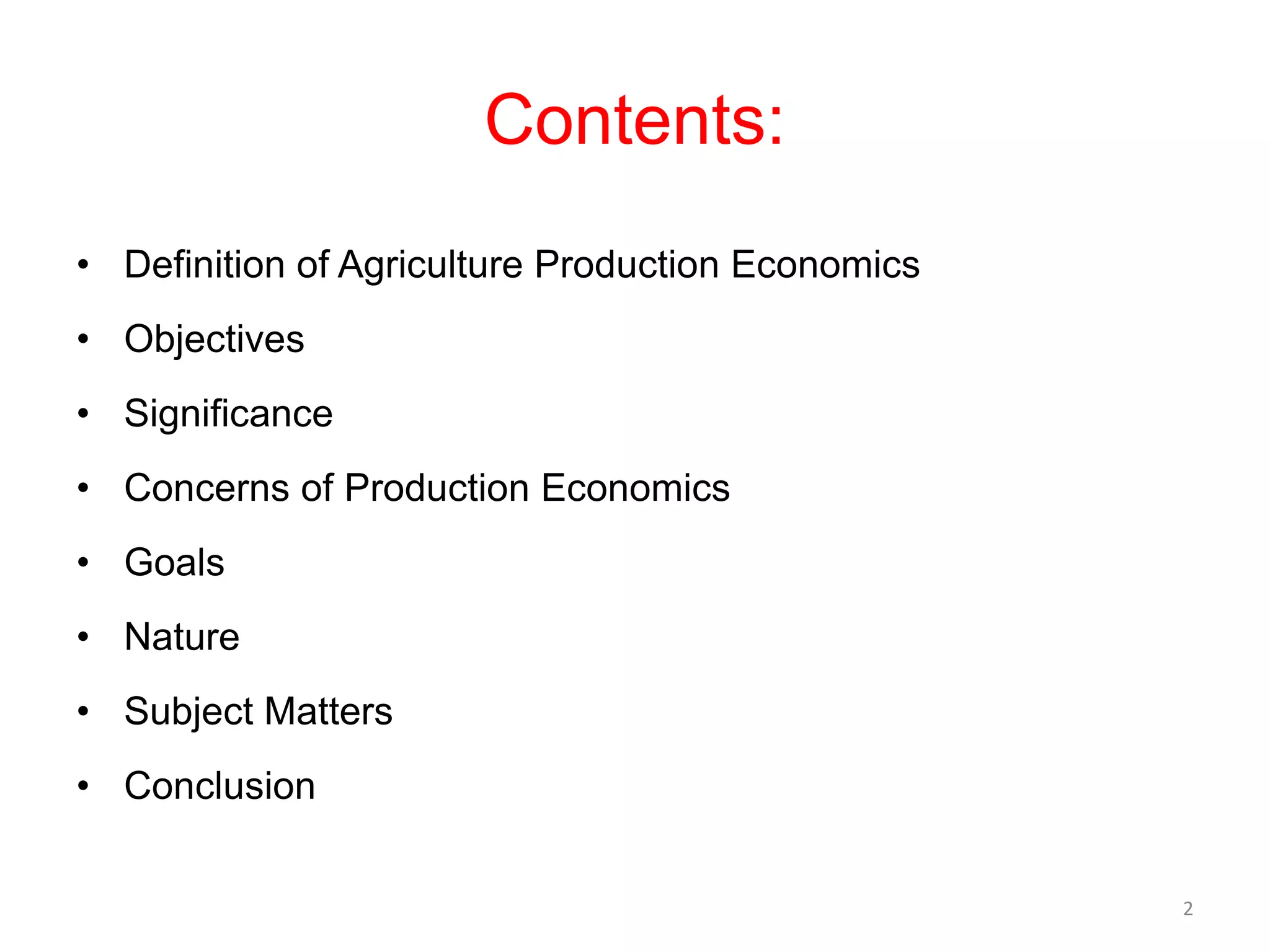 Agriculture Production Economics | PPTX