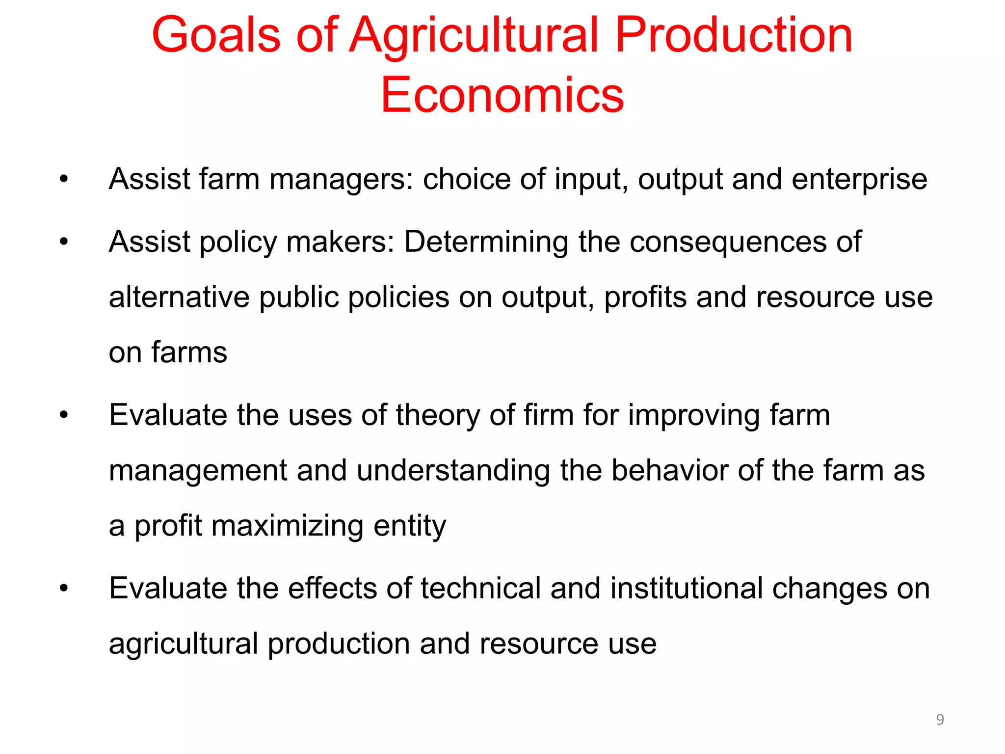 Agriculture Production Economics | PPTX