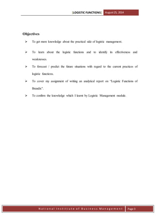 Logistic functions of Brandix | DOCX