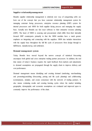 Logistic functions of Brandix | DOCX
