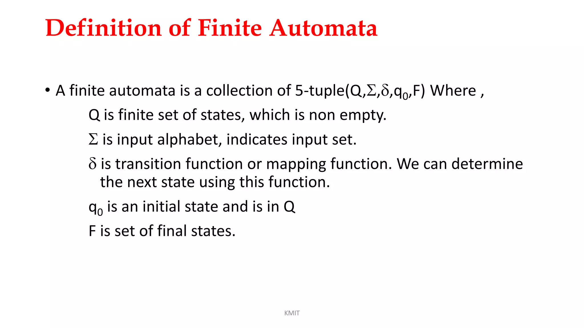 Introduction TO Finite Automata | PPTX