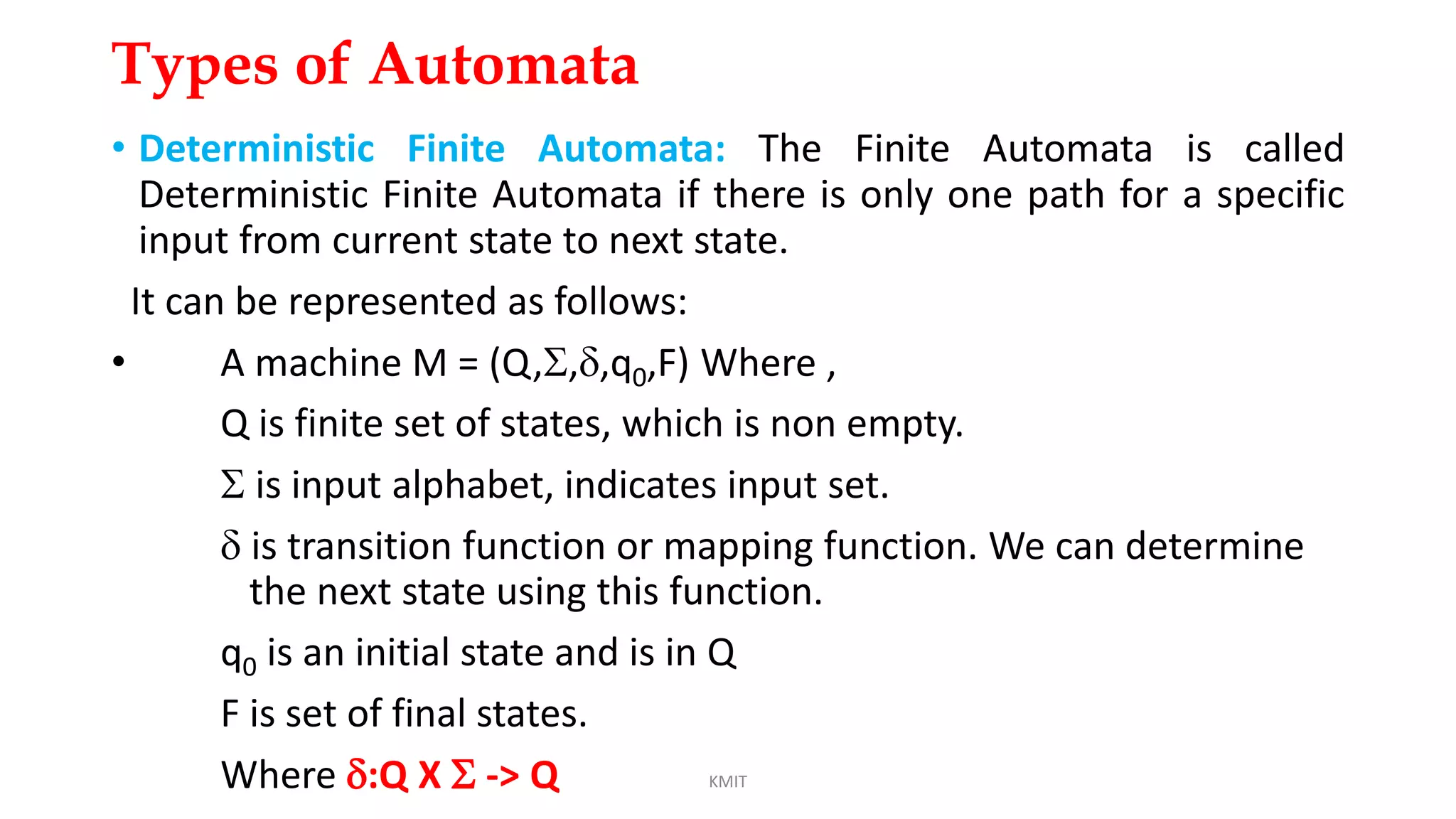 Introduction To Finite Automata Pptx Programming Languages Computing