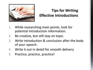 Writing an Effective Introduction for your Speech | PPT