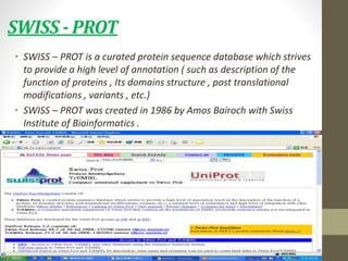Introduction OF BIOLOGICAL DATABASE | PPTX