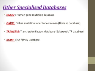 Introduction OF BIOLOGICAL DATABASE | PPTX