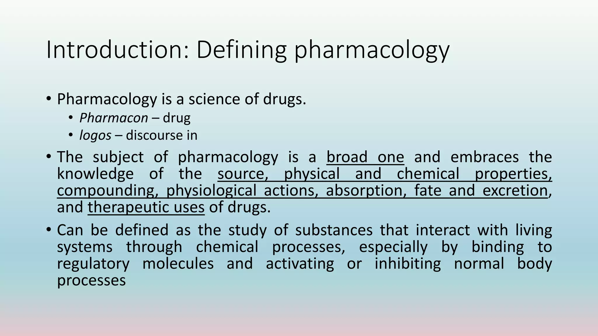 Introduction to Pharmacology | PPT