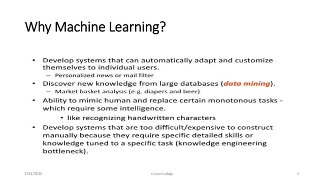 Introduction to Machine Learning | PPT | Free Download