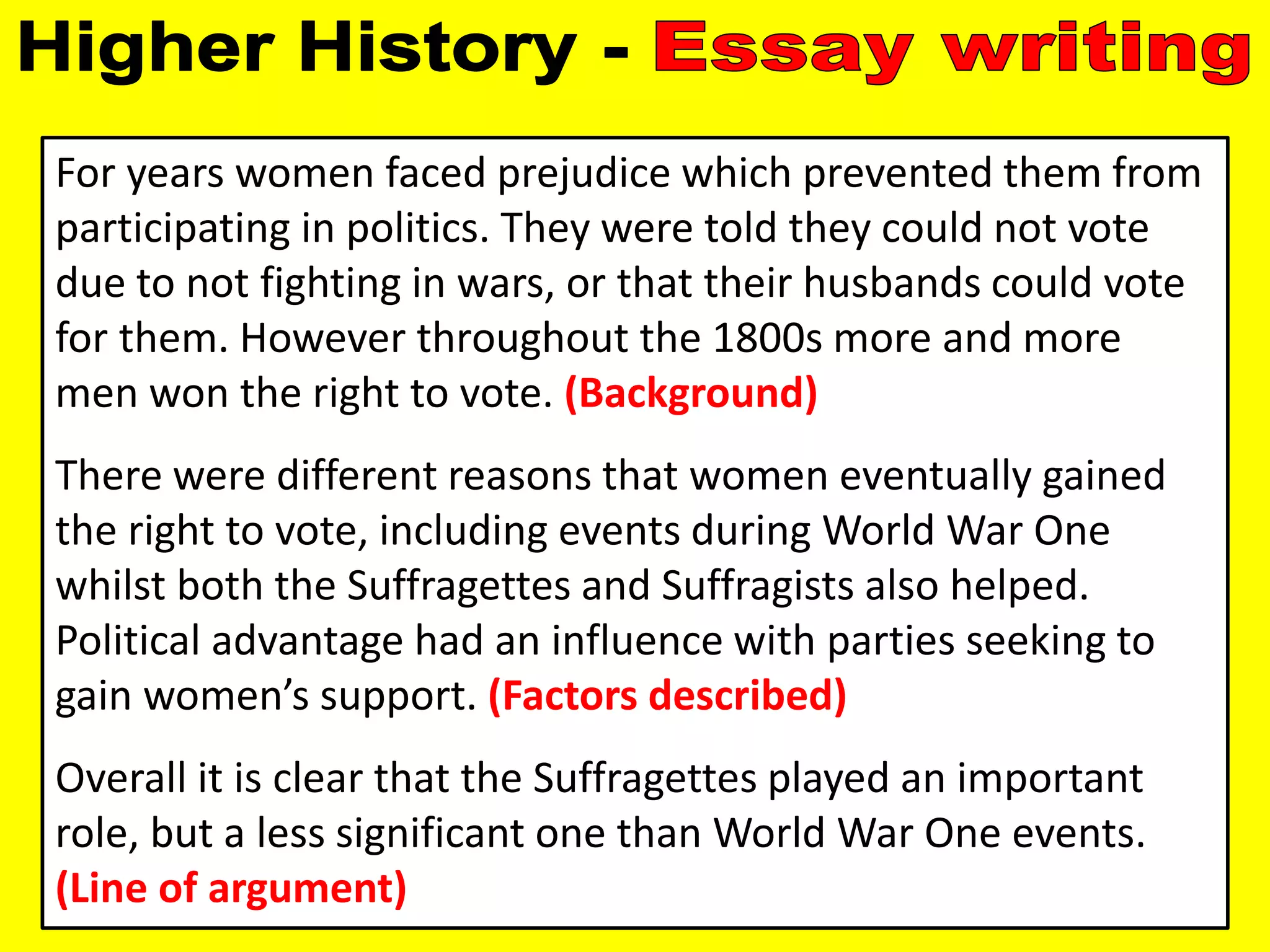 Higher History essays - Writing an Introduction | PPTX