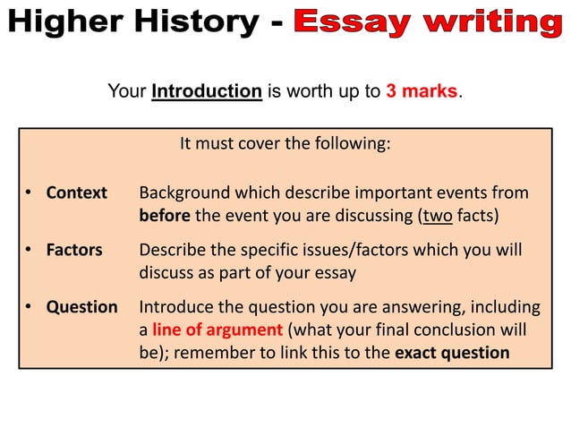 Higher History essays - Writing an Introduction | PPTX