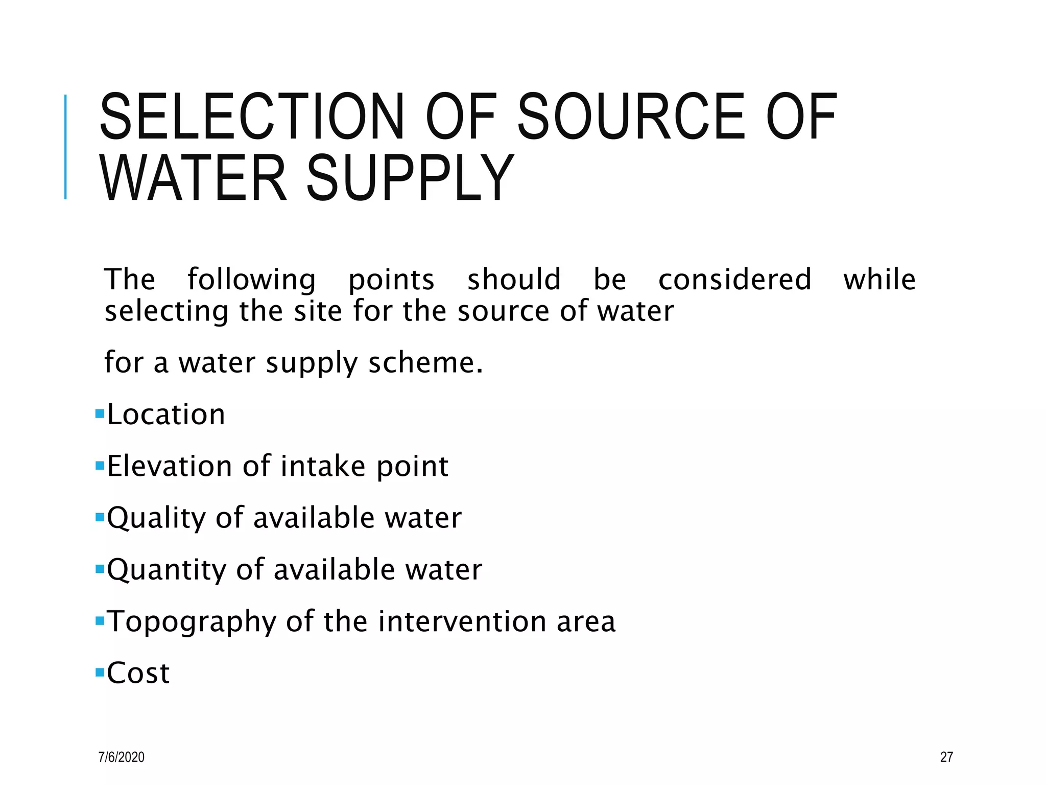 Basics of Water supply and sanitation Engineering | PPTX