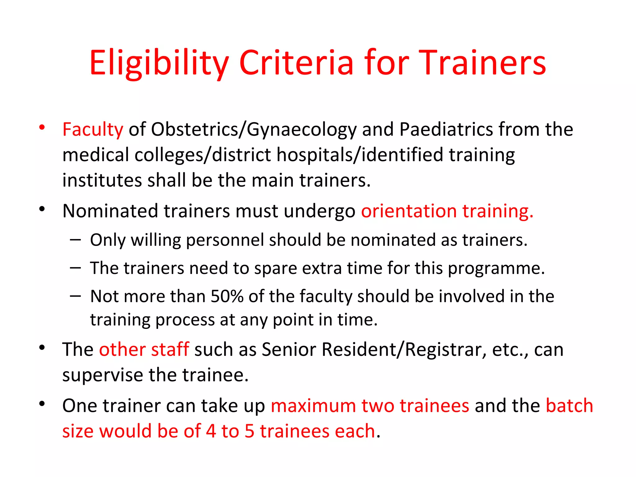 Introduction to training guidelines, session plans & role of trainers ...