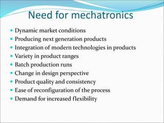 UNIT I INTRODUCTION (MECHATRONICS) | PPT