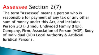 Iintroduction.to Income tax | PPTX