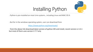 Introduction to python | PPTX
