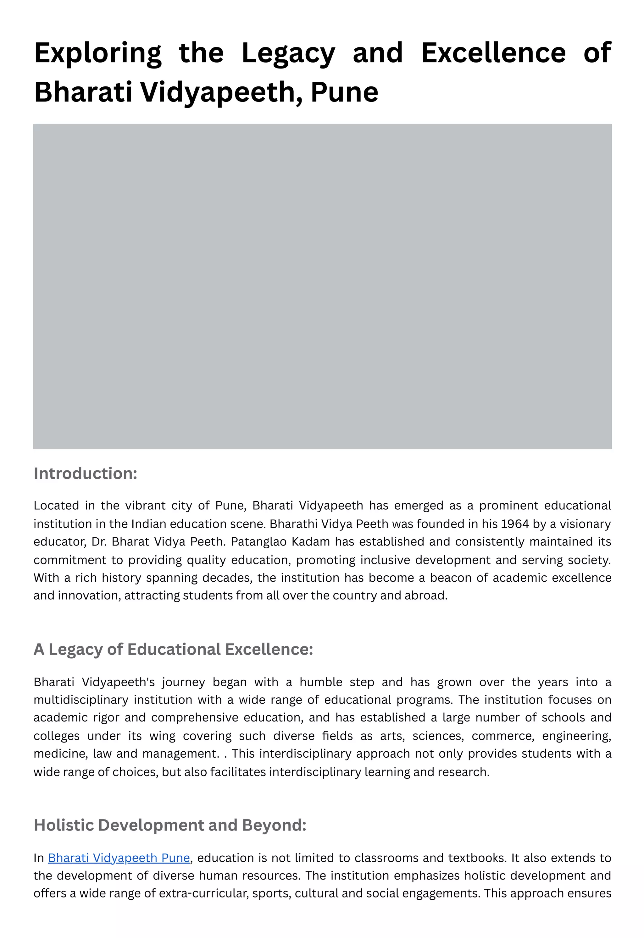 Exploring the Legacy and Excellence of Bharati Vidyapeeth, Pune | PDF