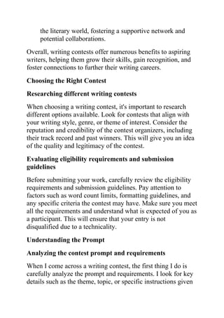 Teen Triumphs: Tips for Winning Young Write | PDF