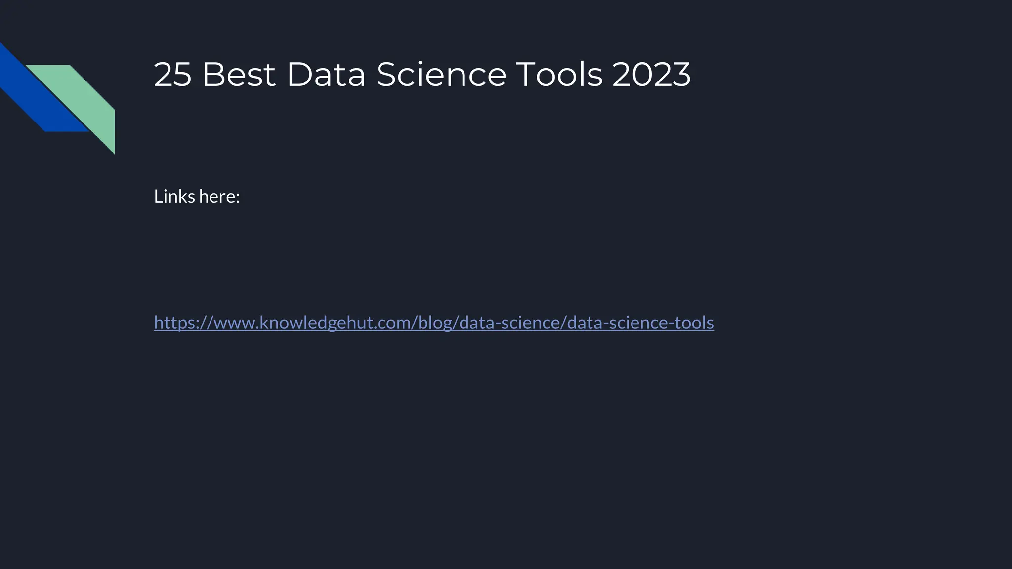 Introduction to Tools and Techniques in the Data Sceicne | PPT