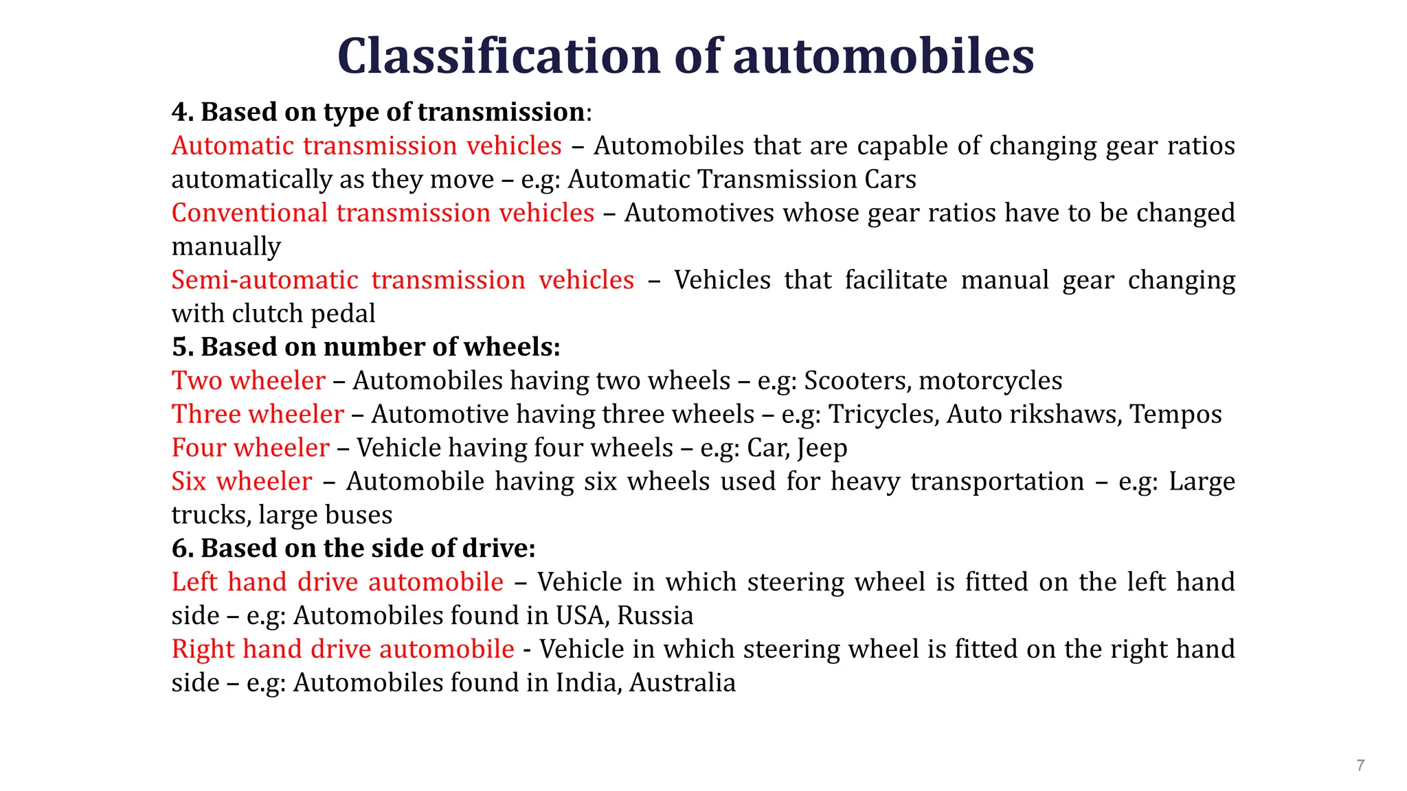 Automobile Engineering different types of vehicles Introduction | PPTX