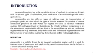 Automobile Engineering different types of vehicles Introduction | PPTX